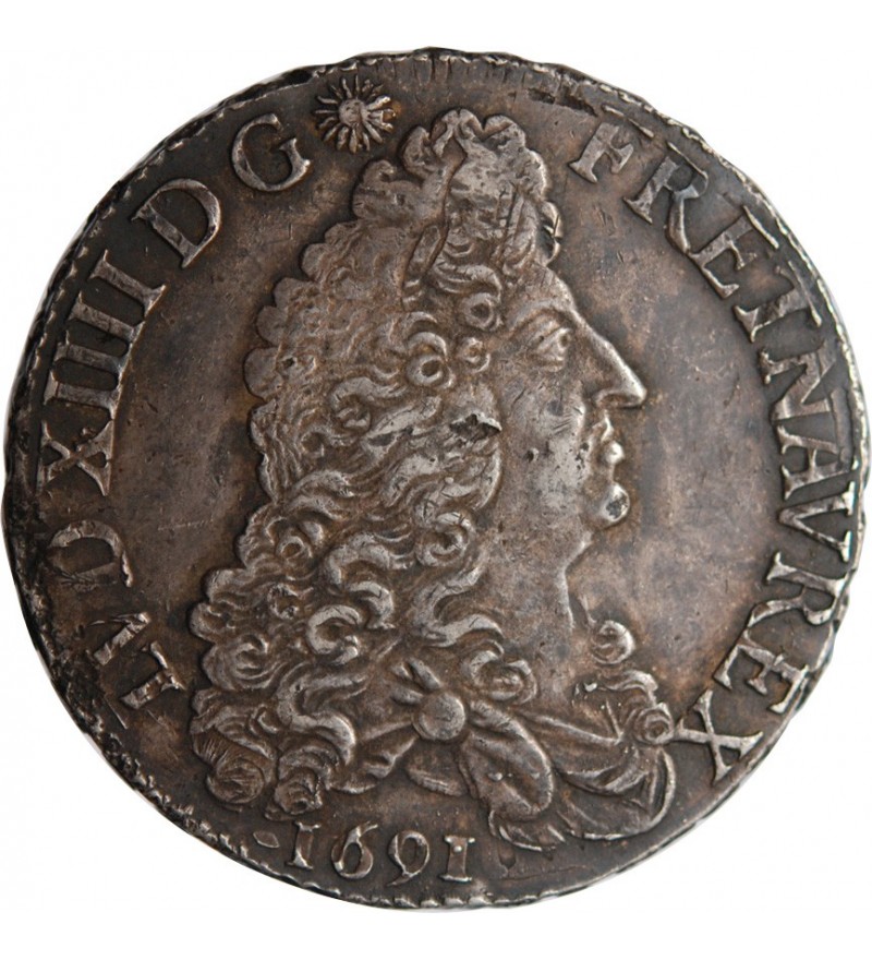 LOUIS XIV﻿ - ECU AUX 8 L 1691 B ROUEN, Argent, TTB+ - Suffren Numismatique
