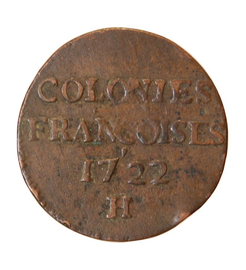 LOUIS XV, COLONIES FRANCOISES ﻿- 9 DENIERS 1722 H LA ROCHELLE, Cuivre, TB+ - Suffren Numismatique