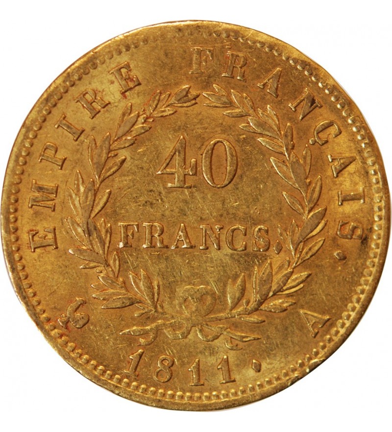NAPOLEON Ier﻿ - 40 FRANCS OR 1811 A PARIS, Or, TTB - Suffren Numismatique