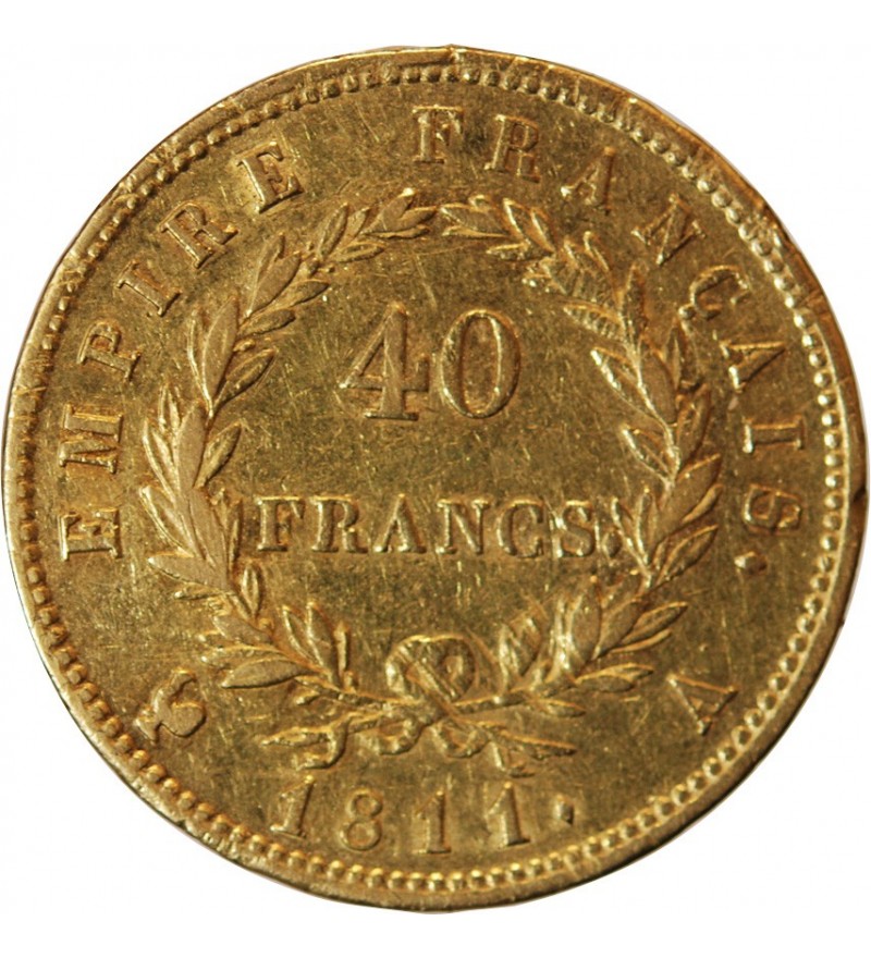 NAPOLEON Ier﻿ - 40 FRANCS OR 1811 A PARIS, Or, TTB - Suffren Numismatique