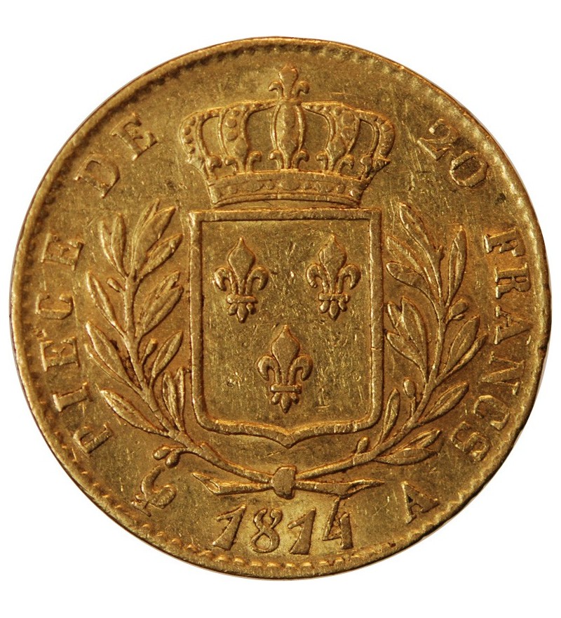 LOUIS XVIII - 20 FRANCS OR 1814 A PARIS, Or, TTB - Suffren Numismatique