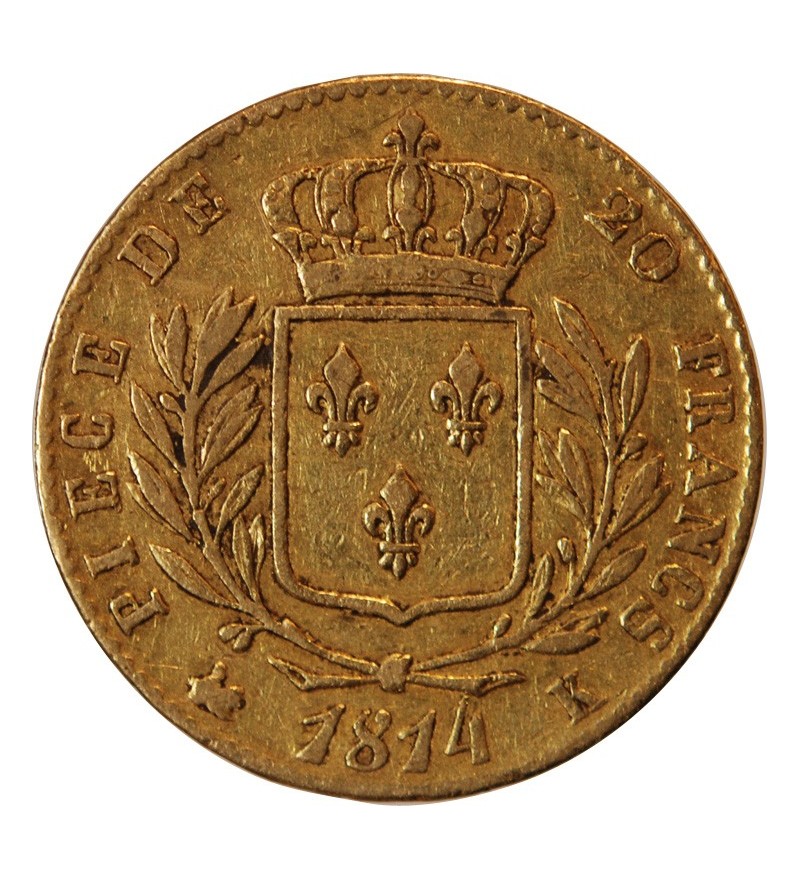 LOUIS XVIII - 20 FRANCS OR 1814 K BORDEAUX, Or, TB+ - Suffren Numismatique