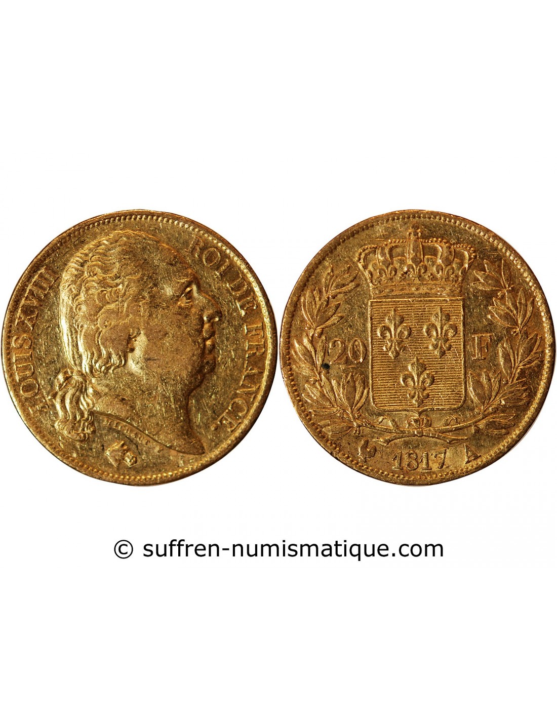 LOUIS XVIII - 20 FRANCS OR 1817 A PARIS﻿, Or, TTB - Suffren Numismatique