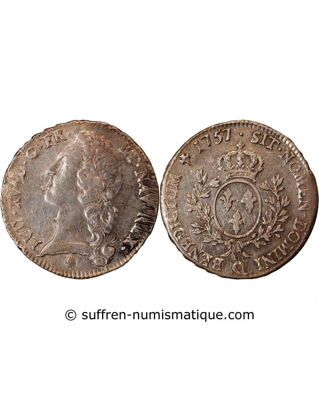 LOUIS XV - ECU AU BANDEAU 1757 Q PERPIGNAN, Argent, TB+ - Suffren ...