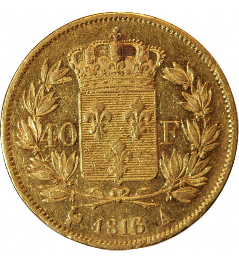 LOUIS XVIII﻿ - 40 FRANCS OR 1816 A PARIS﻿, Or, TTB+ - Suffren Numismatique