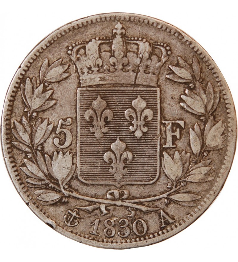 CHARLES X - 5 FRANCS ARGENT 1830 A PARIS TRANCHE EN RELIEF, Argent, TB+ ...