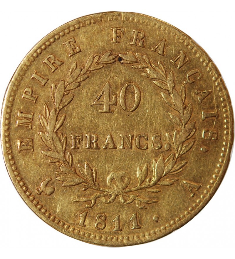 NAPOLEON Ier﻿ - 40 FRANCS OR 1811 A PARIS, Or, TTB - Suffren Numismatique