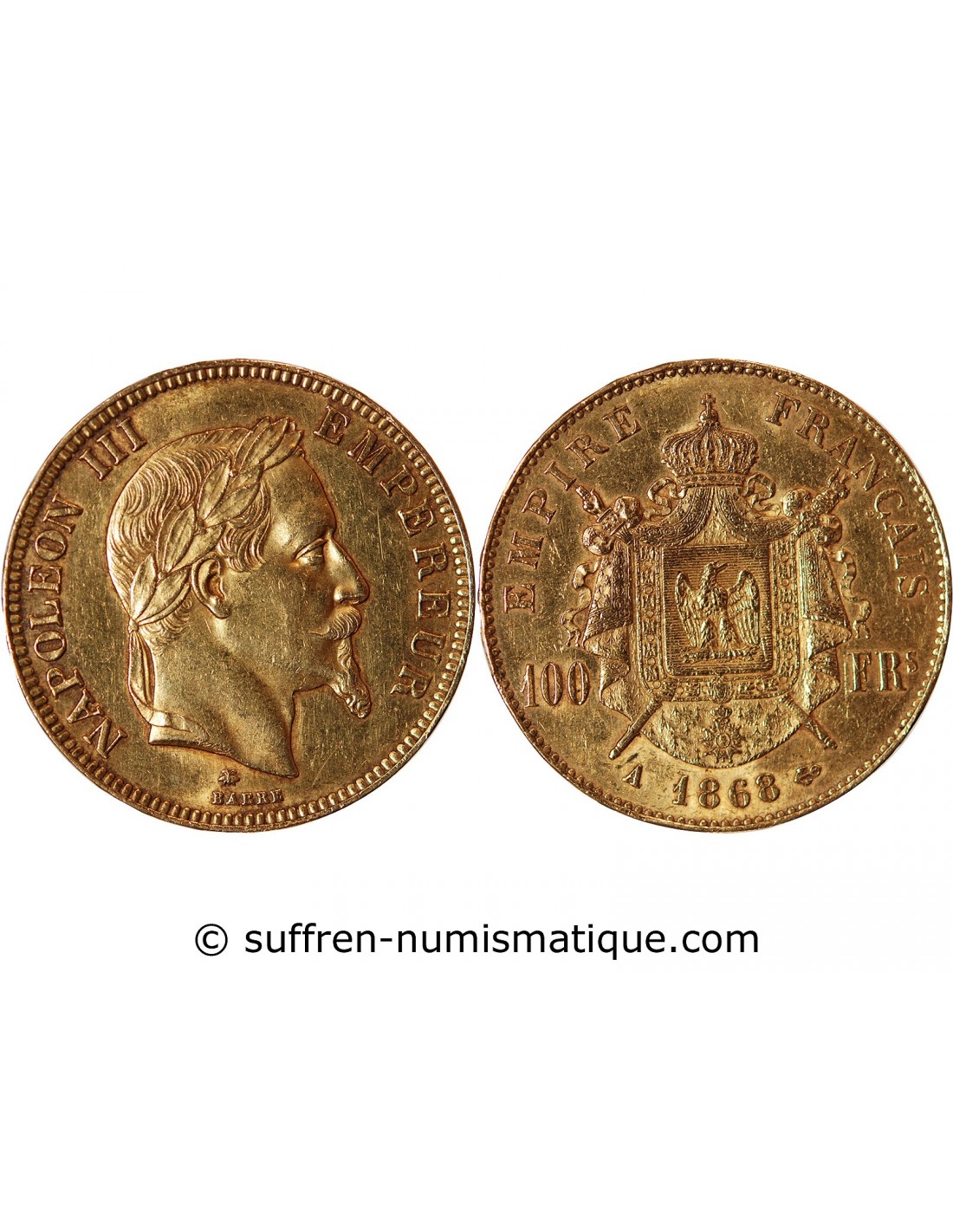 NAPOLEON III - ﻿100 FRANCS OR 1868 A PARIS﻿, Or, TTB - Suffren Numismatique