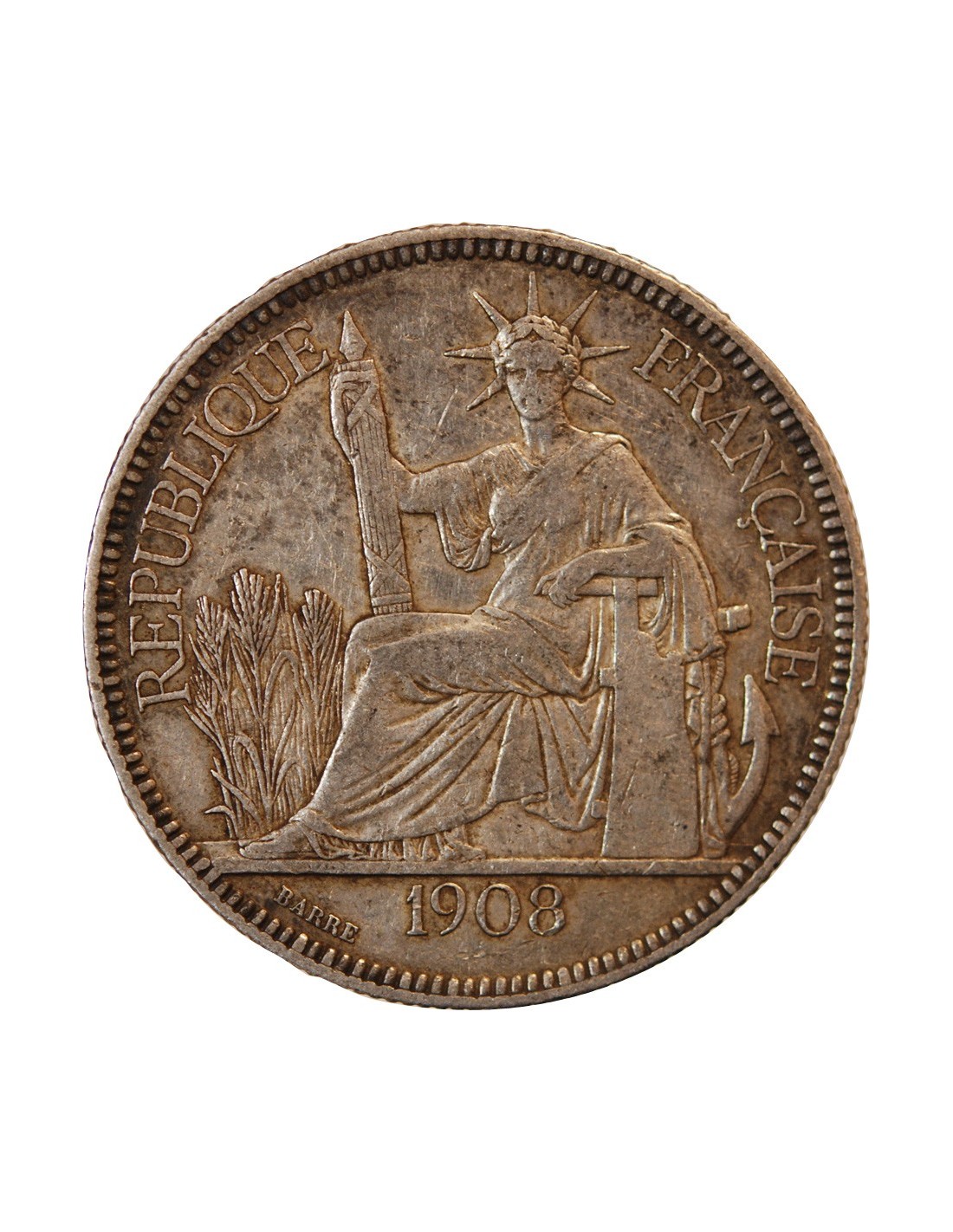 INDOCHINE FRANCAISE - PIASTRE ARGENT 1908 PARIS, Argent, TTB - Suffren ...