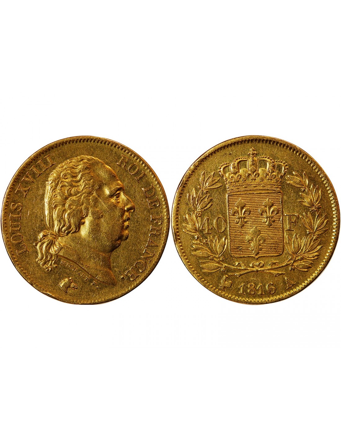 LOUIS XVIII﻿ - 40 FRANCS OR 1816 A PARIS﻿, Or, TTB - Suffren Numismatique