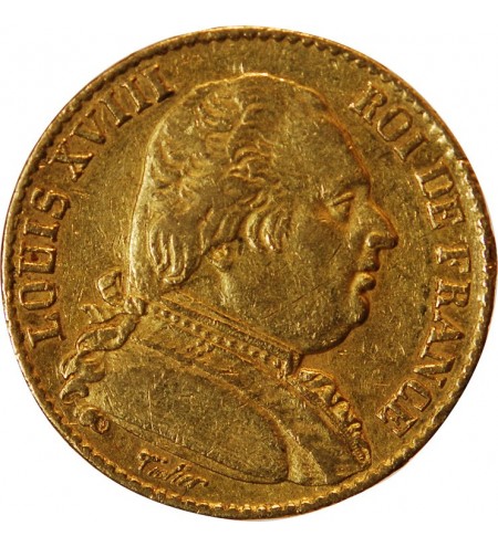 LOUIS XVIII - 20 FRANCS OR 1814 K BORDEAUX, Or, TTB - Suffren Numismatique