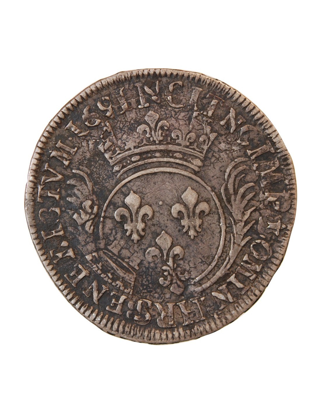LOUIS XIV - ECU AUX PALMES 1693 / 1696, Argent, TB - Suffren Numismatique