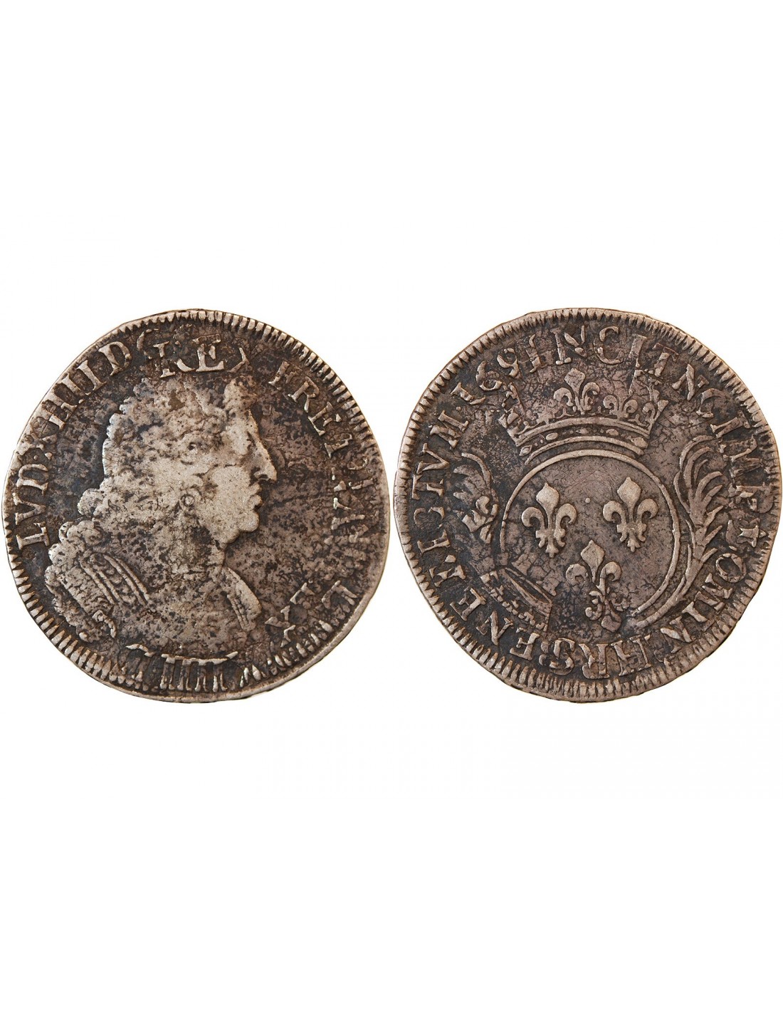 LOUIS XIV - ECU AUX PALMES 1693 / 1696, Argent, TB - Suffren Numismatique