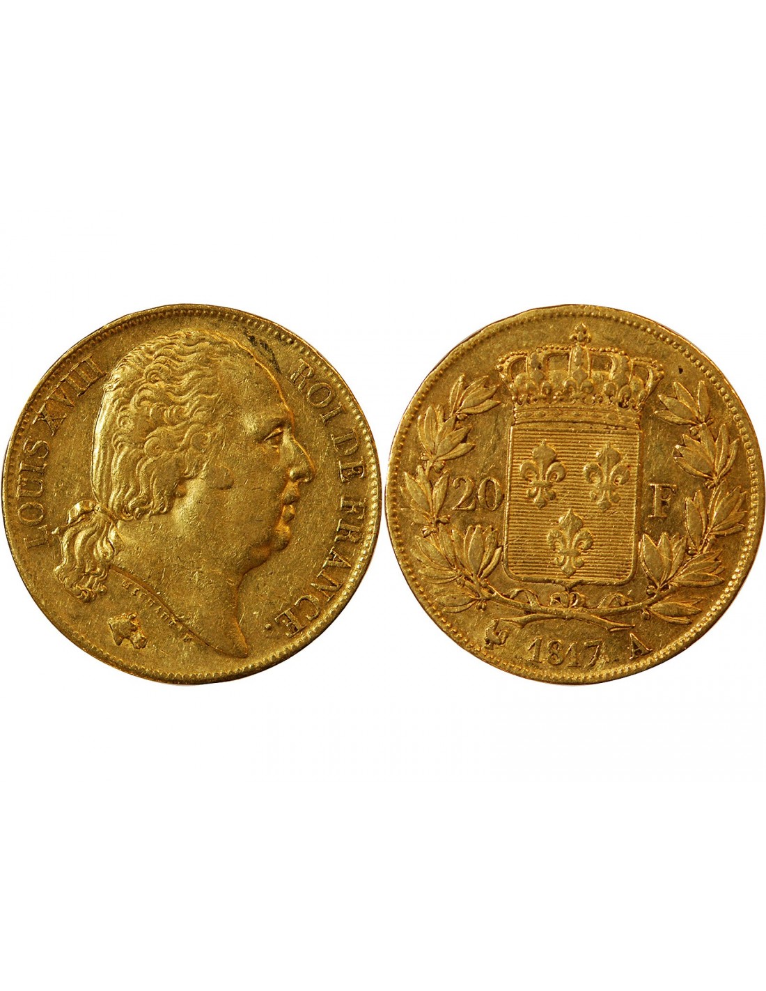 LOUIS XVIII - 20 FRANCS OR 1817 A PARIS﻿, Or, TTB - Suffren Numismatique