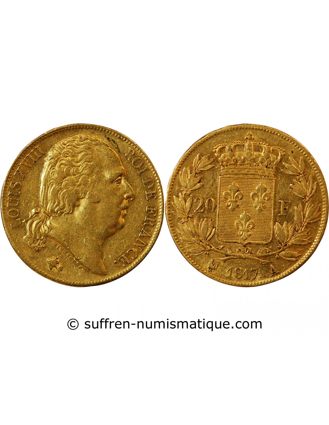LOUIS XVIII - 20 FRANCS OR 1817 A PARIS﻿, Or, TTB - Suffren Numismatique