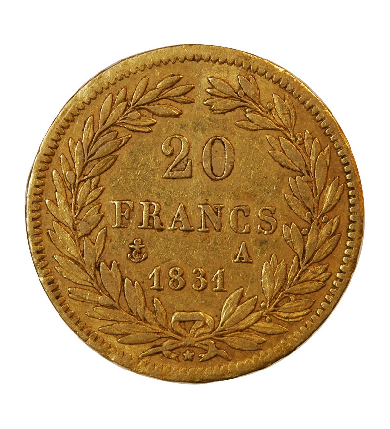 LOUIS PHILIPPE﻿ Ier - 20 FRANCS OR 1831 A PARIS "Tête Nue Tranche en ...