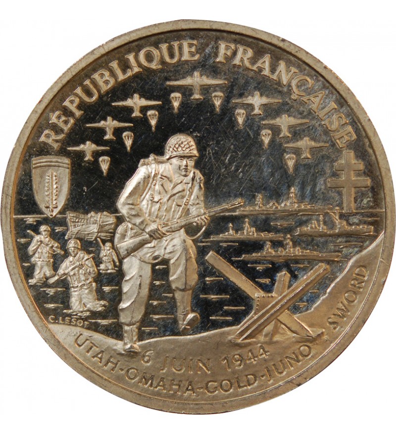 Ve REPUBLIQUE - 1 FRANC ARGENT 1993 BE - Cinquantenaire du Débarquement ...