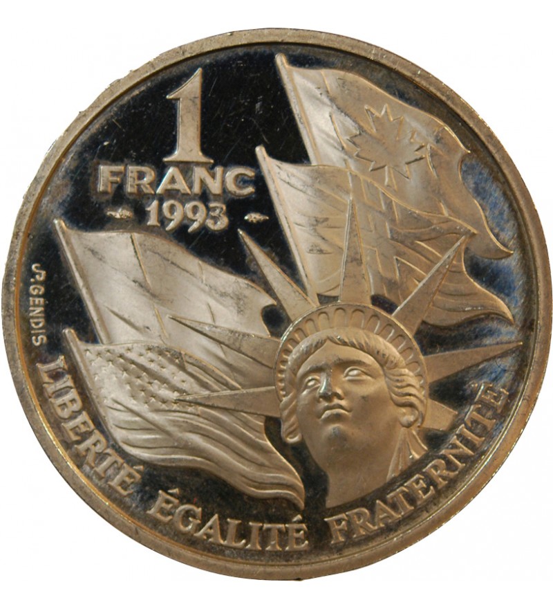 Ve REPUBLIQUE - 1 FRANC ARGENT 1993 BE - Cinquantenaire du Débarquement ...