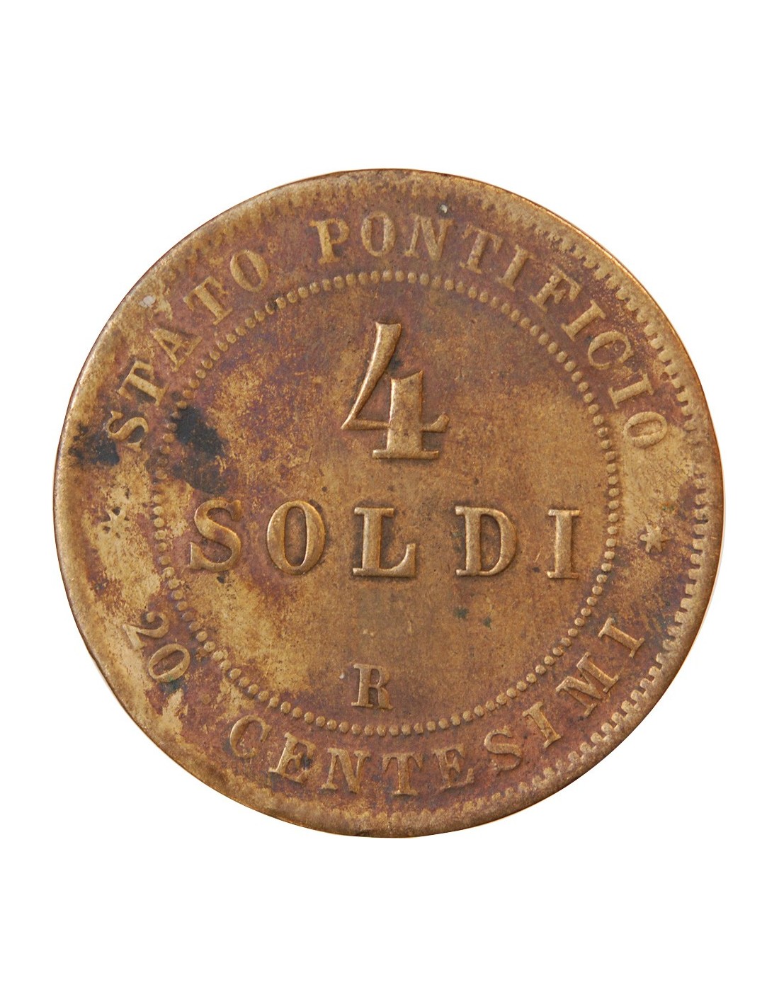 VATICAN PIUS IX - 4 SOLDI 1866 ROME, Cuivre, - Suffren Numismatique