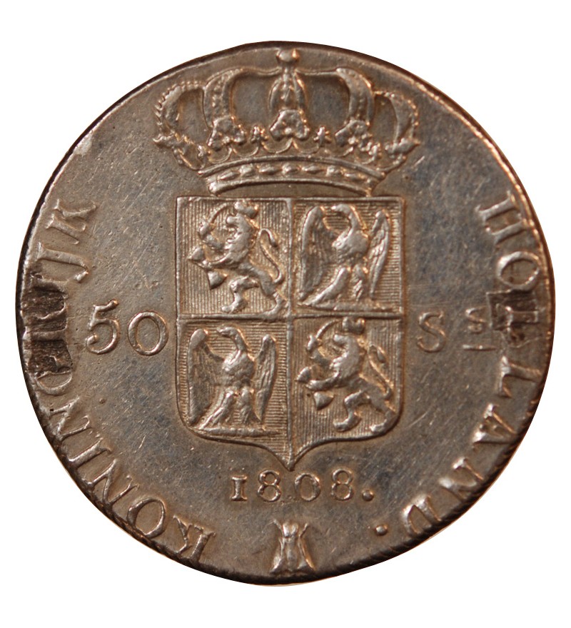 ROYAUME DE HOLLANDE LOUIS NAPOLEON - 50 STUIVER ARGENT﻿ 1808 UTRECHT, Argent, - Suffren Numismatique