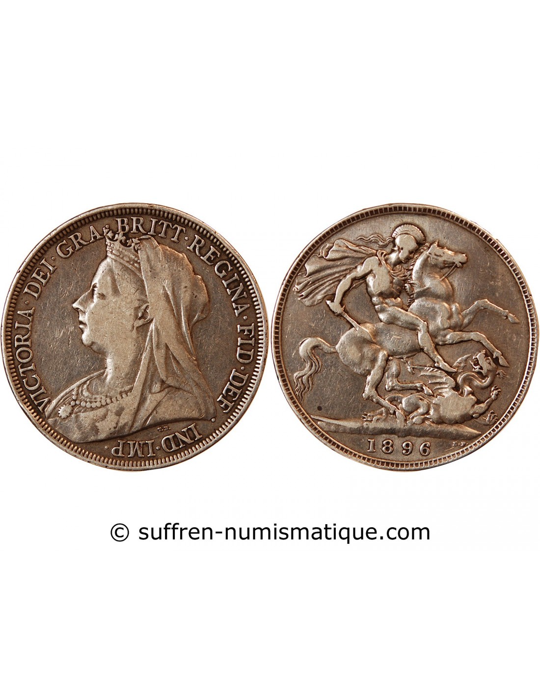 GRANDE-BRETAGNE VICTORIA - CROWN ARGENT 1896 - ANNO LX, Argent ...