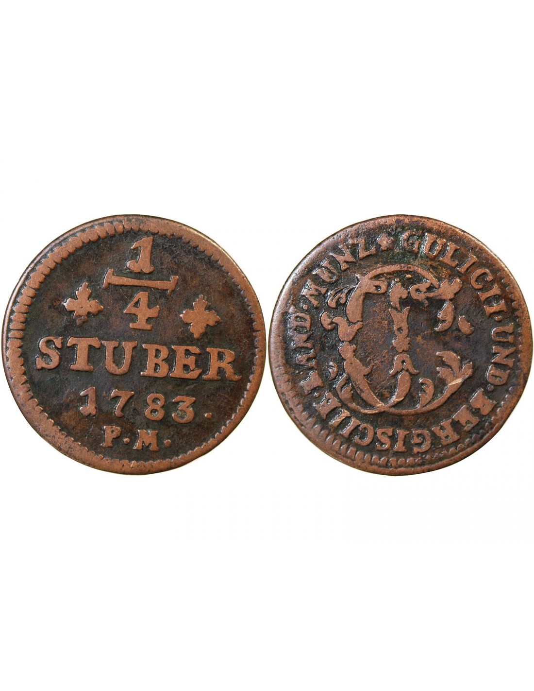 ALLEMAGNE, DUCHÉ DE JULIERS-BERG, KARL THEODOR - 1/4 STUBER 1783 PM ...