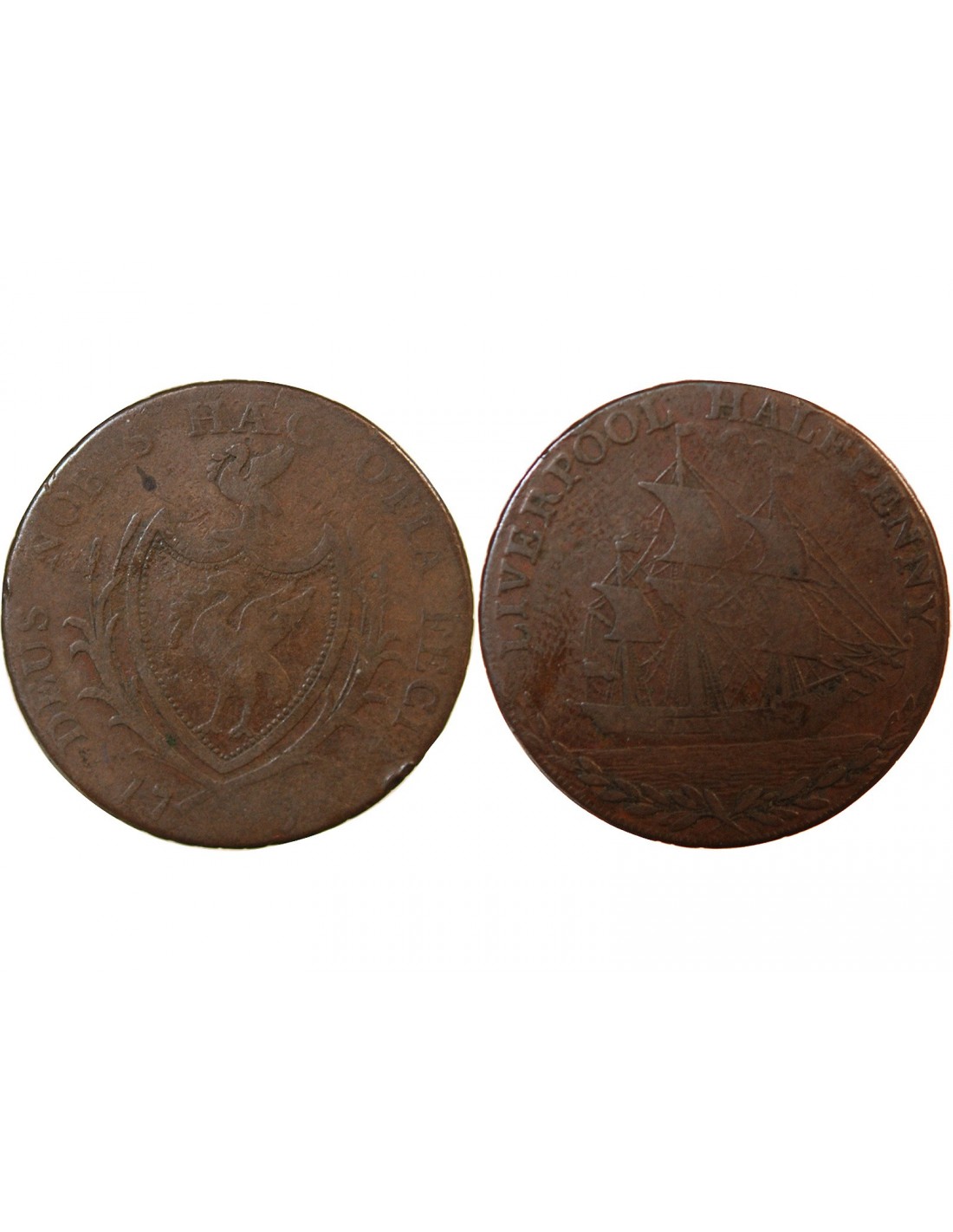 GRANDE-BRETAGNE LIVERPOOL - 1/2 PENNY TOKEN 1791, Cuivre, - Suffren ...