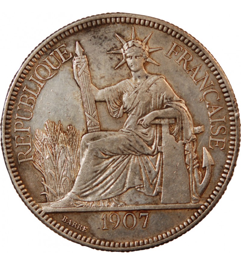 INDOCHINE FRANCAISE - PIASTRE DE COMMERCE 1907 A PARIS, Argent ...