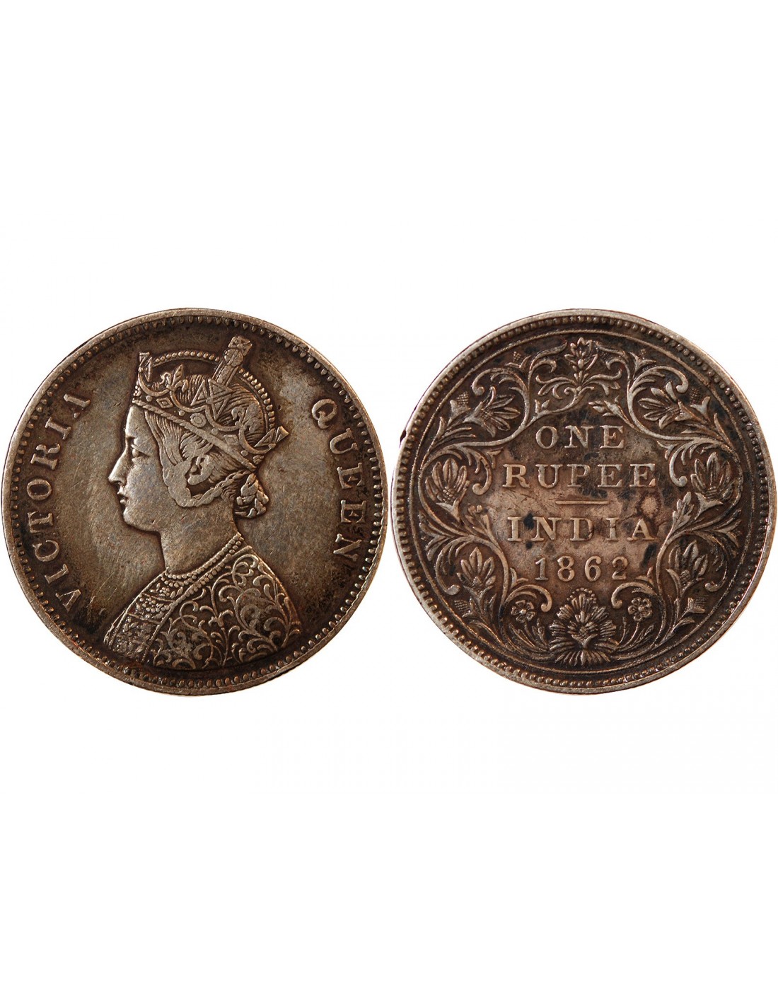 INDE, VICTORIA - RUPEE ARGENT 1862 B BOMBAY, Argent, TB+ - Suffren ...