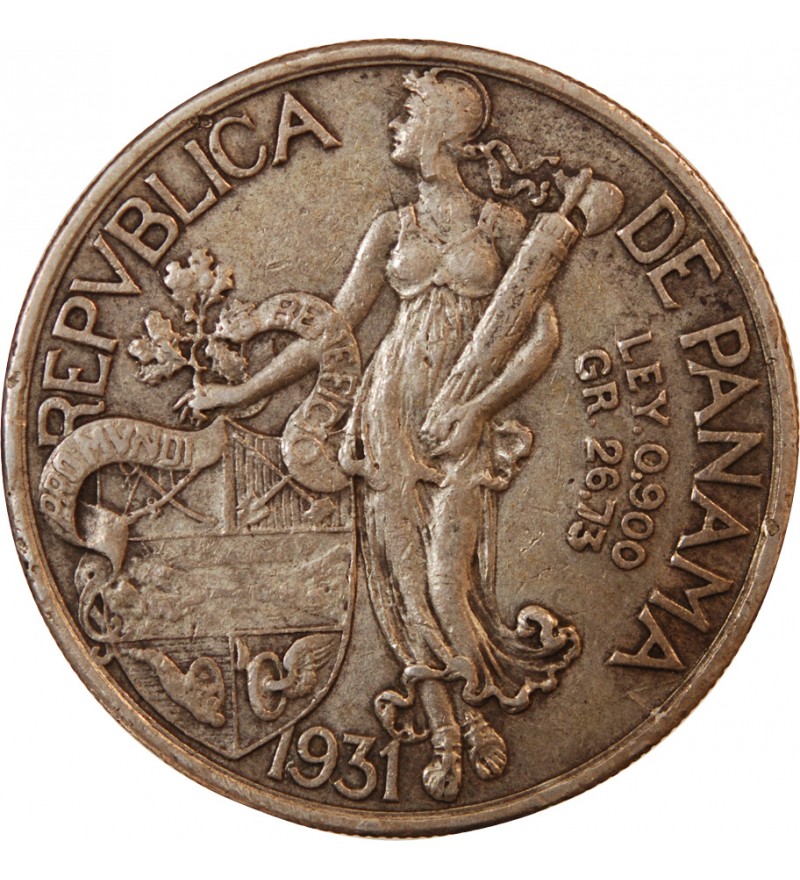 PANAMA - 1 BALBOA ARGENT 1931, Argent, TB+ - Suffren Numismatique