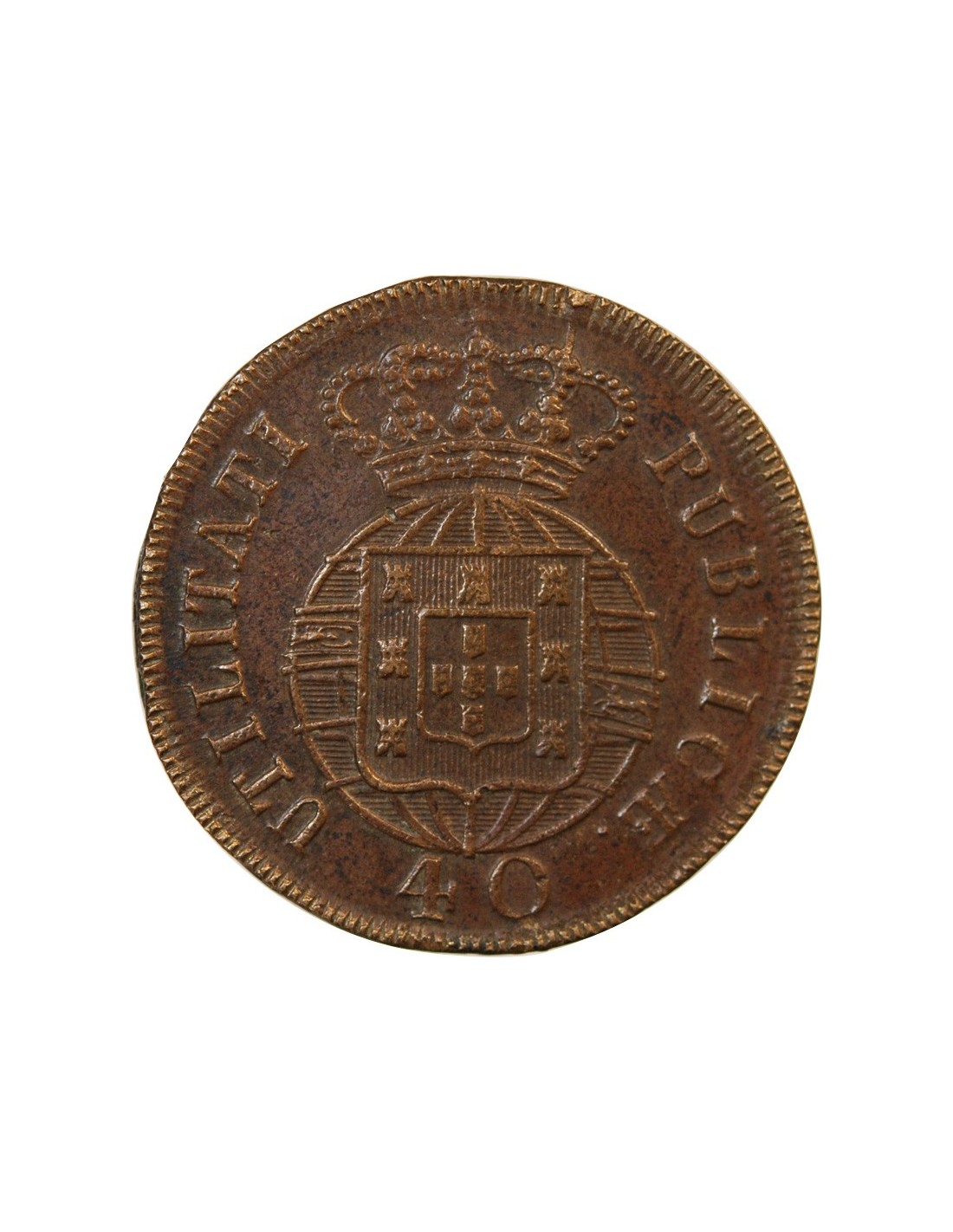 PORTUGAL JEAN VI - 40 REIS (PATACO) 1823, Bronze, - Suffren Numismatique