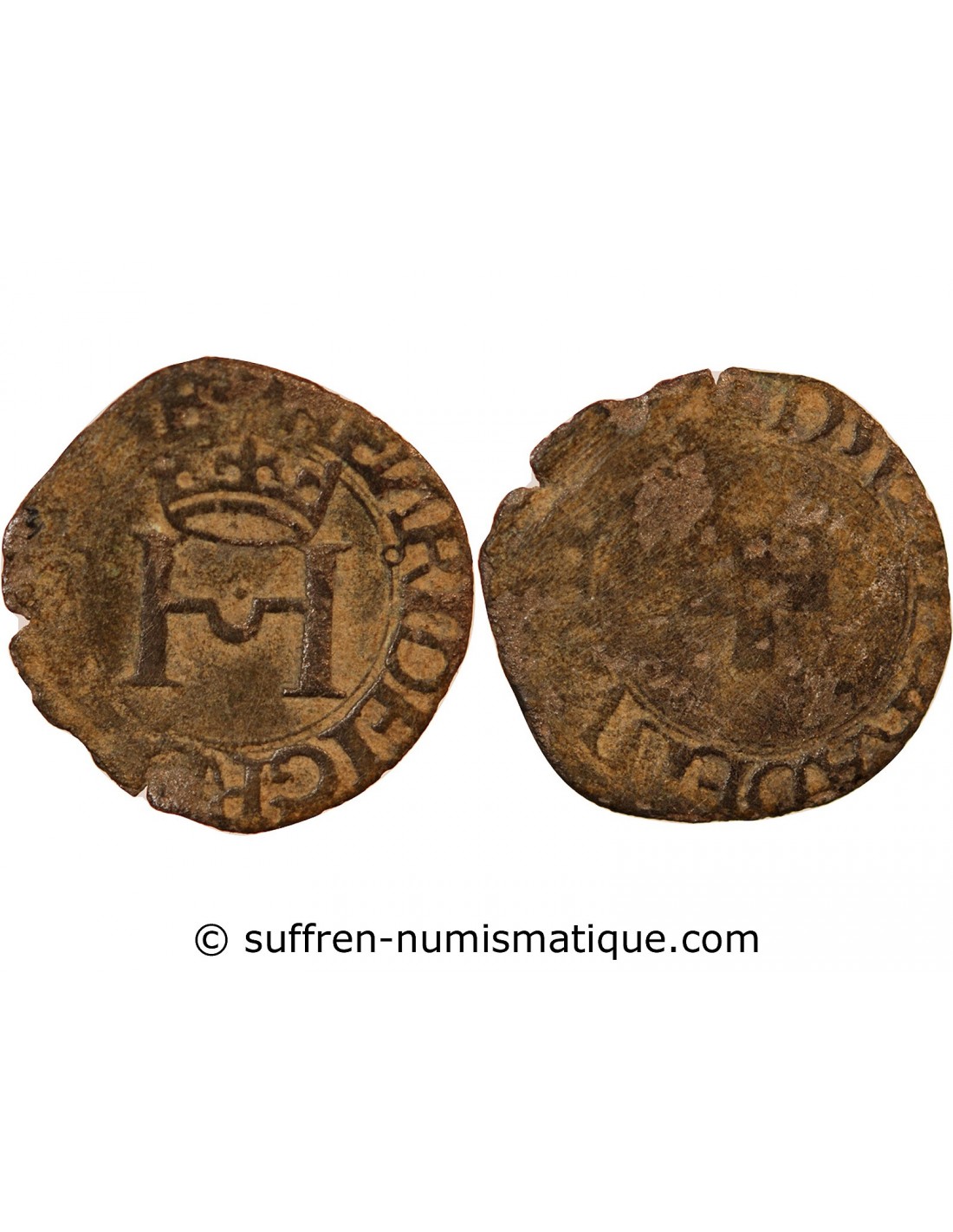 HENRI III - LIARD AU H COURONNÉ 1583 - ATELIER INDÉTERMINÉ, Billon, TB ...