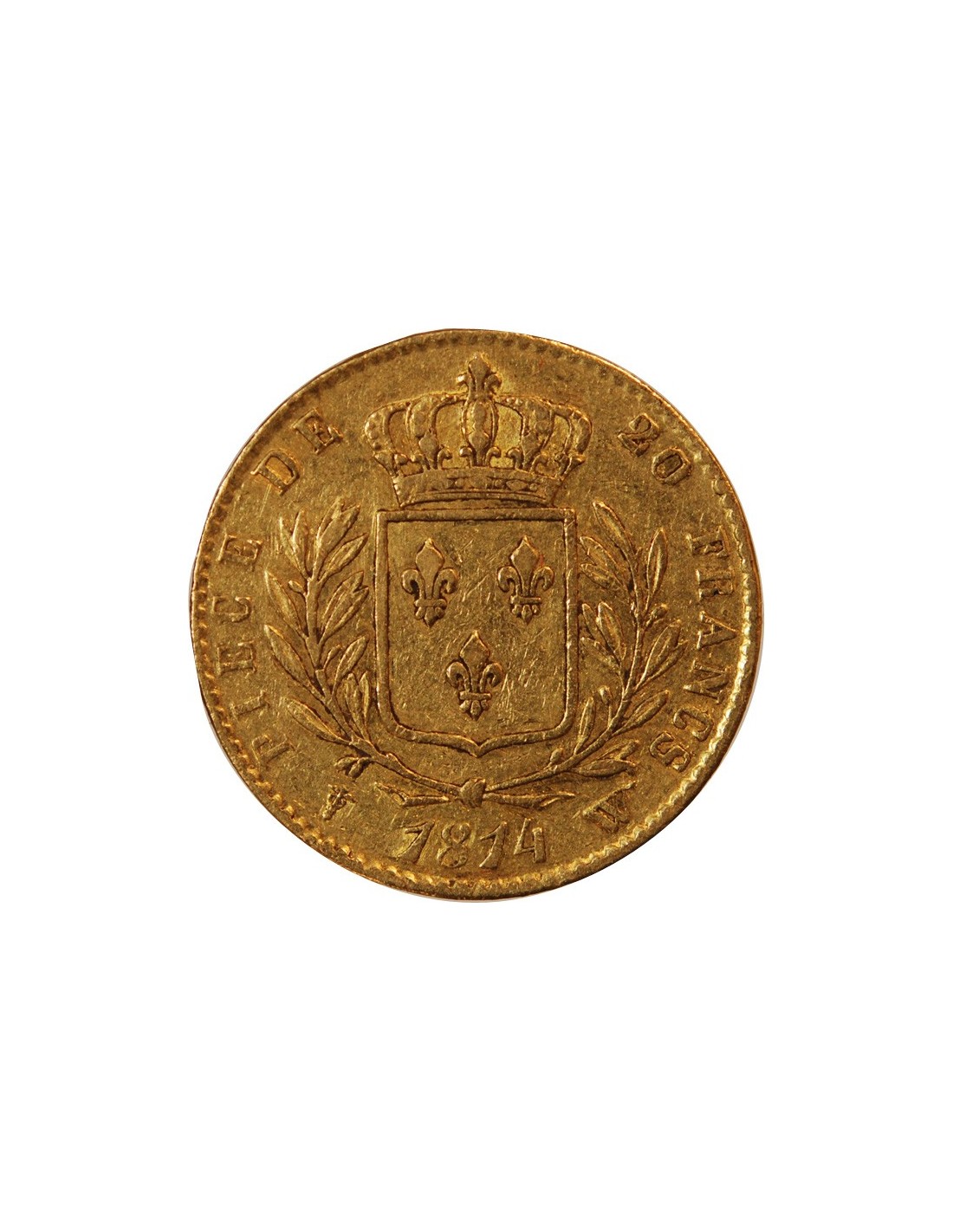 LOUIS XVIII - 20 FRANCS OR 1814 W LILLE, Or, TTB - Suffren Numismatique