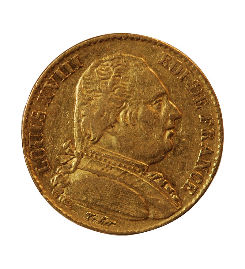 LOUIS XVIII - 20 FRANCS OR 1814 W LILLE, Or, TTB - Suffren Numismatique