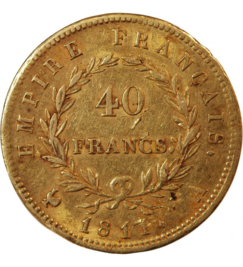 NAPOLEON Ier﻿ - 40 FRANCS OR 1811 A PARIS, Or, TTB - Suffren Numismatique