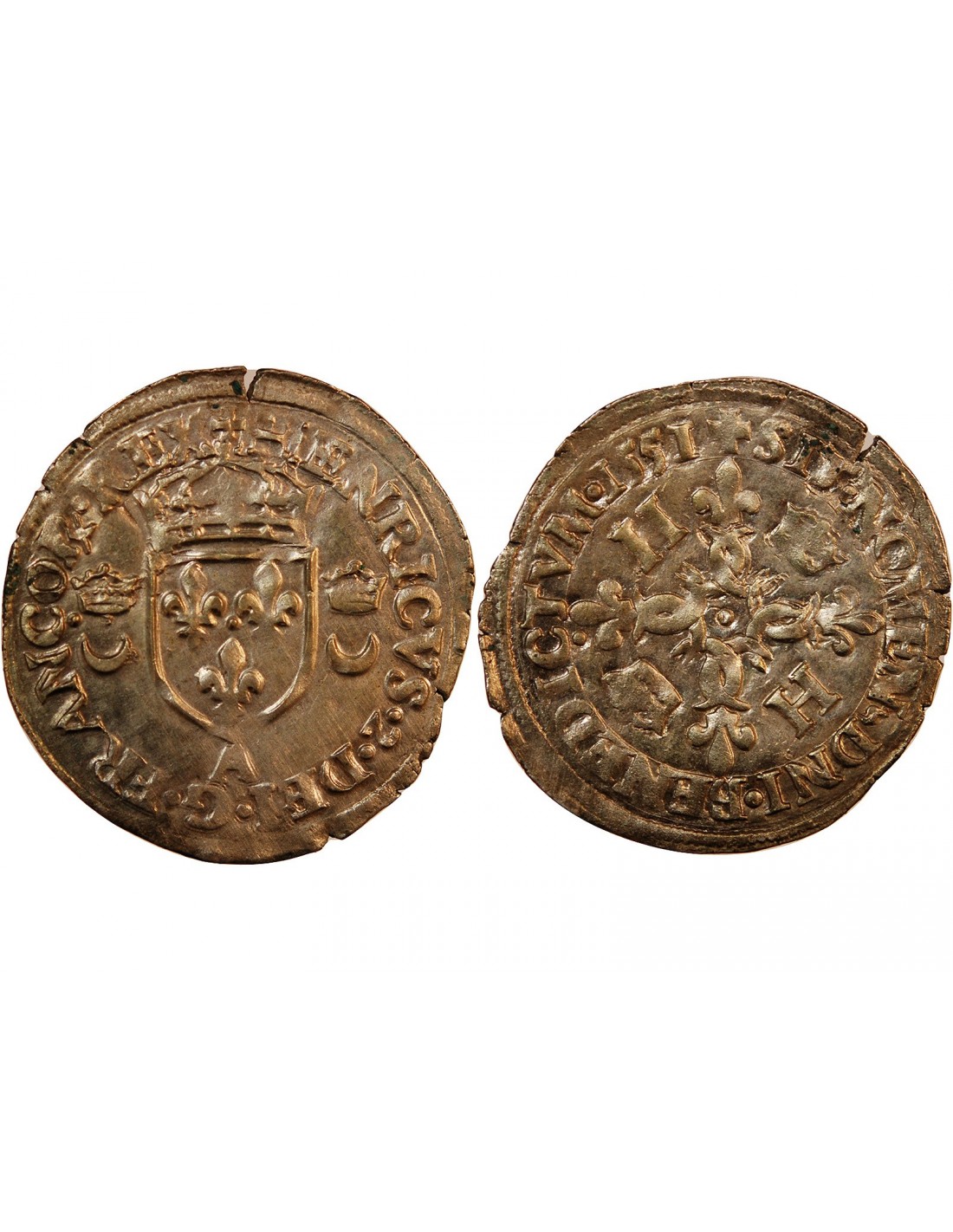 HENRI II - DOUZAIN AUX CROISSANTS 1551 A PARIS, Billon, TB+ - Suffren ...