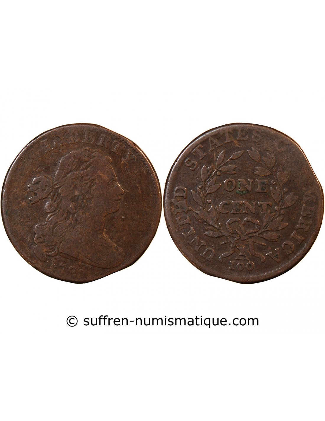 USA - 1 CENT DRAPED BUST 1798, Cuivre, - Suffren Numismatique