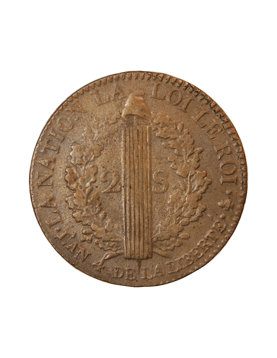 REVOLUTION FRANCAISE, CONSTITUTION - 2 SOLS 1792 A PARIS, Cuivre, TTB ...