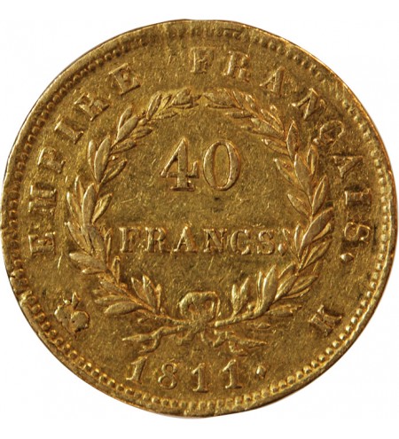 NAPOLEON Ier﻿ - 40 FRANCS OR 1811 K BORDEAUX, Or, - Suffren Numismatique