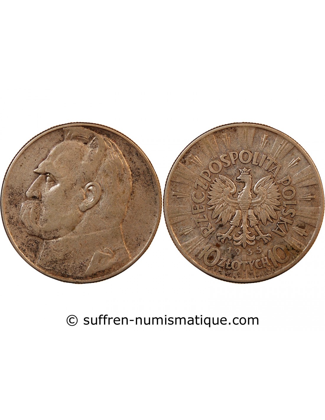 POLOGNE - 10 ZLOTYCH ARGENT 1935 - JOSEF PILSUDSKI, Argent, - Suffren Numismatique
