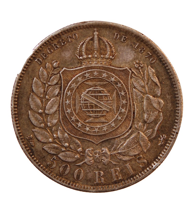 BRESIL PIERRE II - 500 REIS ARGENT 1876, Argent, - Suffren Numismatique