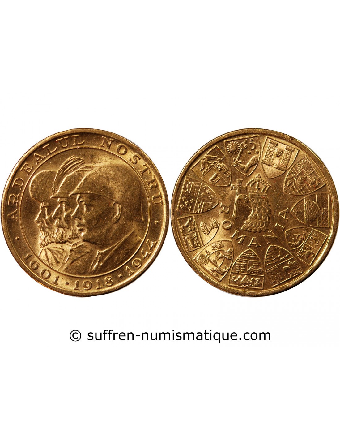 ROUMANIE Les 3 Rois - 20 LEI OR 1944, Or, - Suffren Numismatique