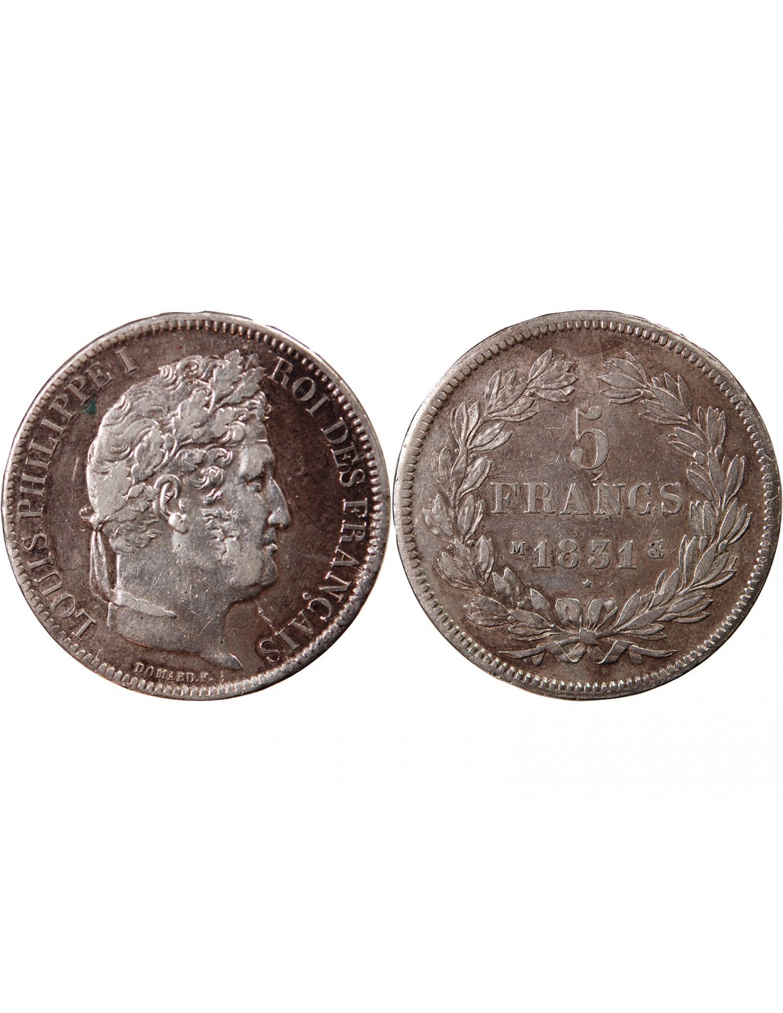 LOUIS PHILIPPE﻿ - 5 FRANCS 1831 M TOULOUSE "Tranche en relief", Argent ...