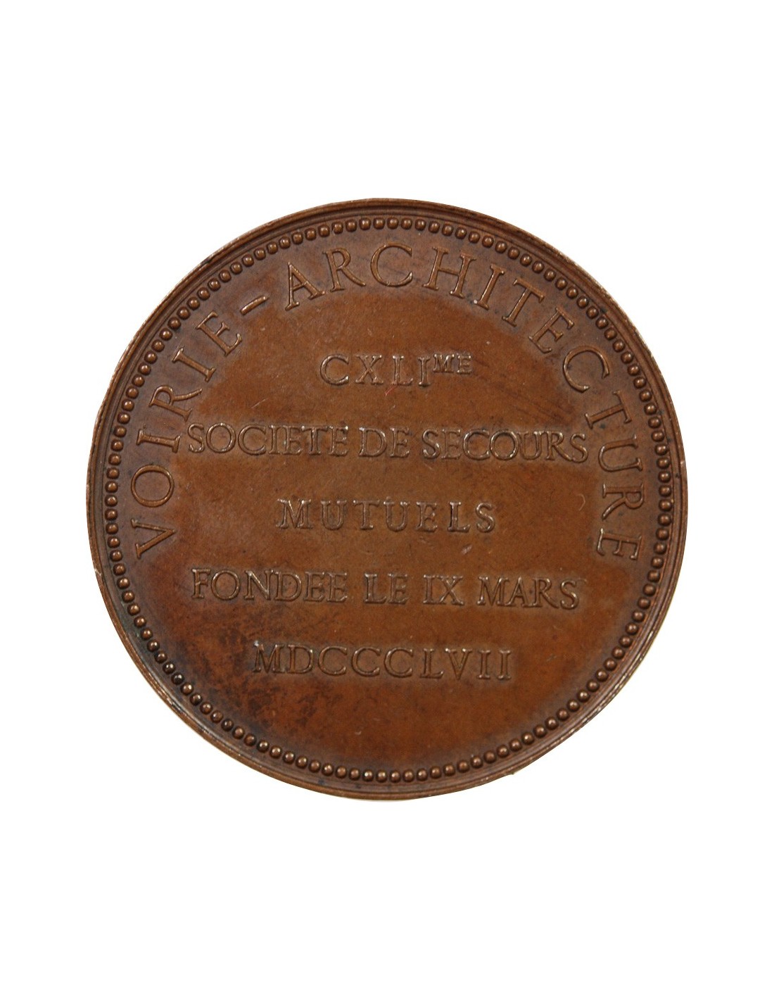 SECOURS MUTUEL VOIRIE ARCHITECTURE – JETON CUIVRE poinçon Abeille (1860 ...
