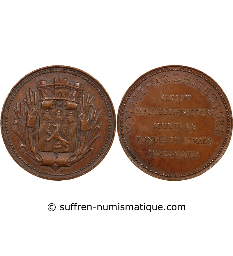 SECOURS MUTUEL, VOIRIE ARCHITECTURE – JETON CUIVRE poinçon Abeille ...