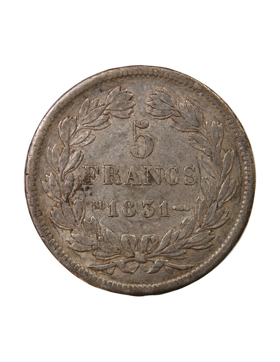 LOUIS PHILIPPE - 5 FRANCS 1831 BB STRASBOURG " Tranche en Relief ...