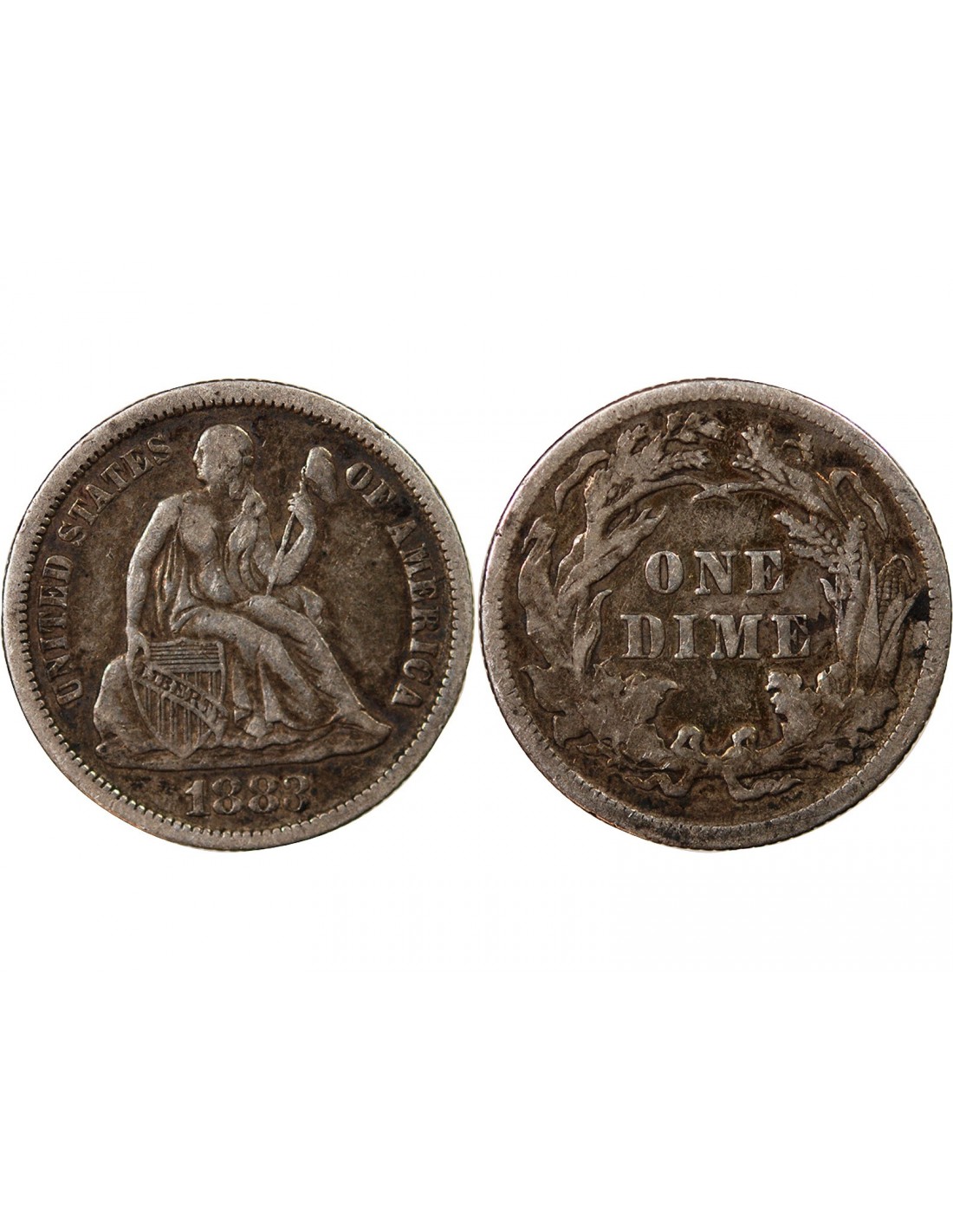 USA - 10 CENTS ARGENT Seated Liberty Dime" 1883", Argent, - Suffren ...