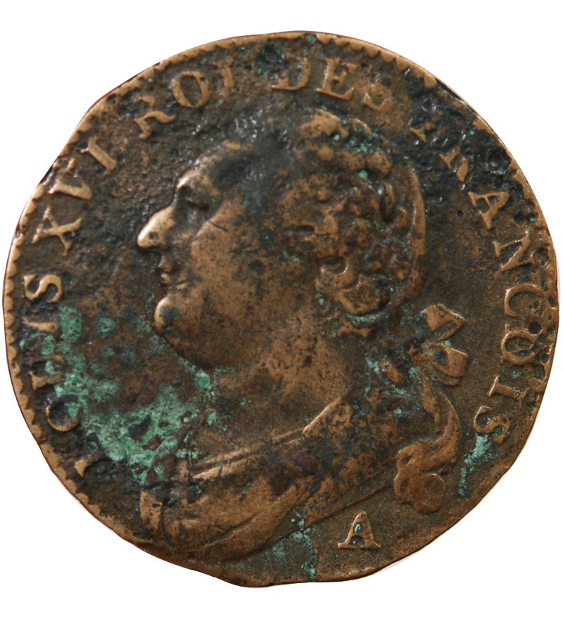 LOUIS XVI, CONSTITUTION - 12 DENIERS 1792 A PARIS, Cuivre, TB+ ...