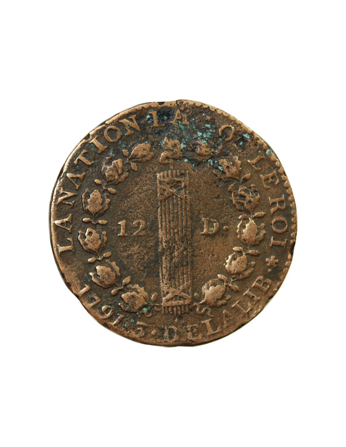 LOUIS XVI, CONSTITUTION - 12 DENIERS 1792 A PARIS, Cuivre, TB+ ...