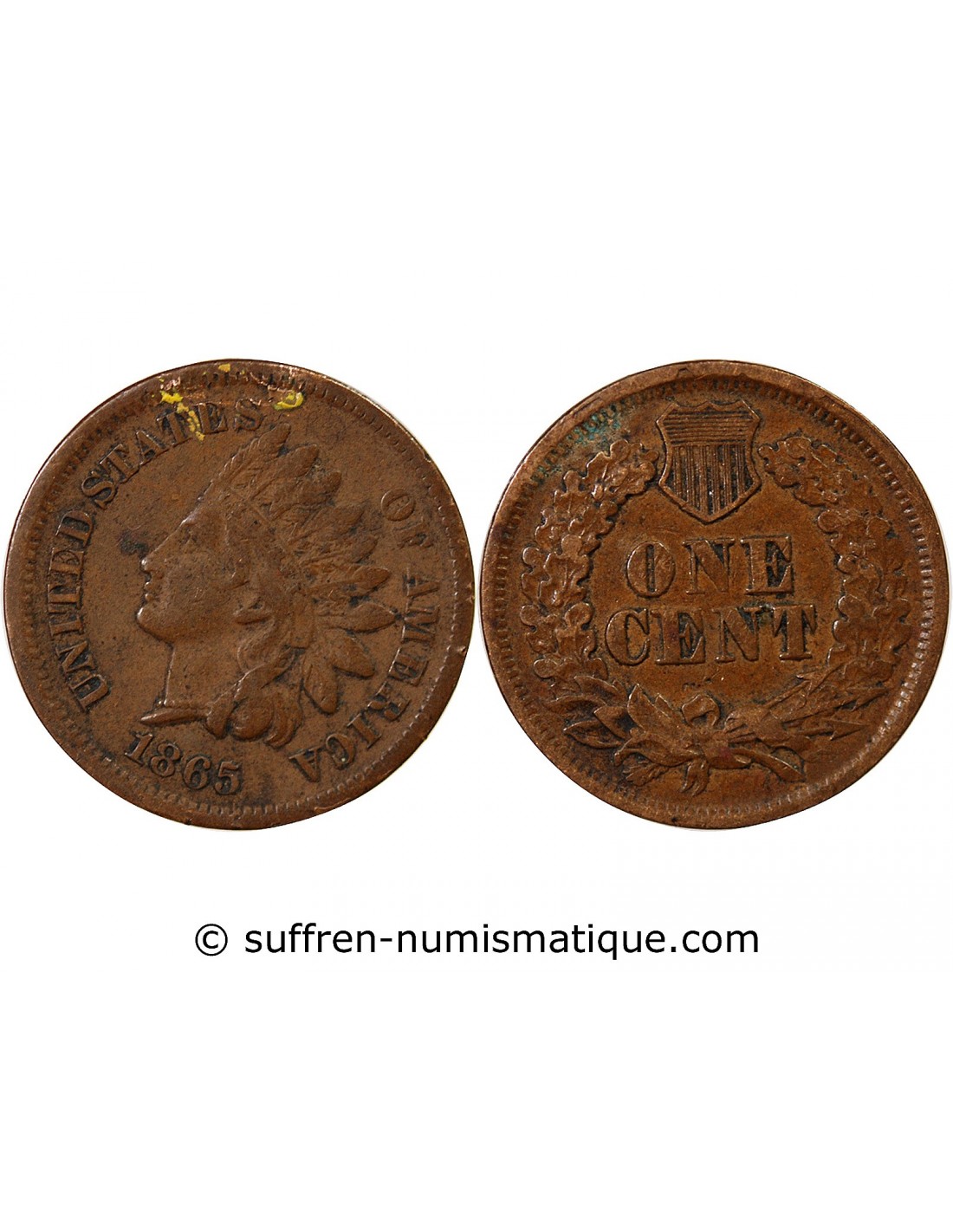 USA - 1 CENT Indian Head" 1865 PHILADELPHIE", , - Suffren Numismatique
